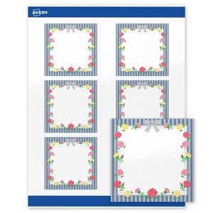 Avery® Glossy 3" x 3" Labels, Silver Ribbon w/Roses, 60ct : Target