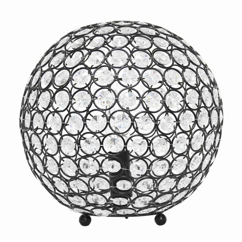 10" Elipse Medium Contemporary Metal Crystal Round Orb Table Lamp ...