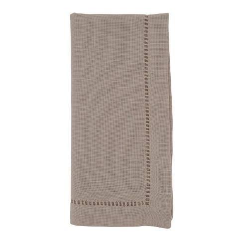 Saro Lifestyle Napkin /w Hemstitch Border, 18" Square, Taupe (set Of 12 ...