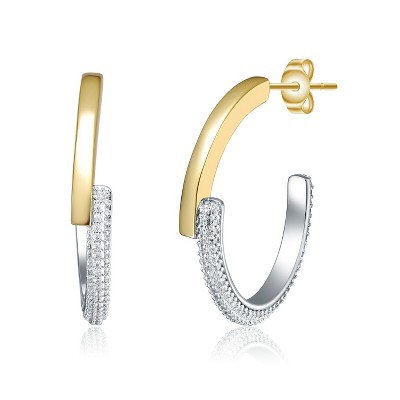 Guili Two-Tone Plated Half Hoop Earrings : Target