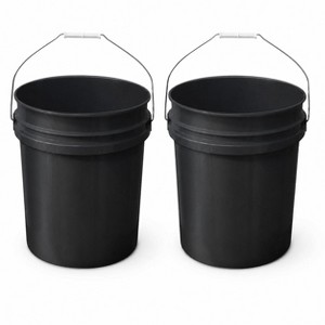 EconoHome 5-Gallon Black Bucket Pails, No Lids, Heavy-Duty, Food-Grade ...