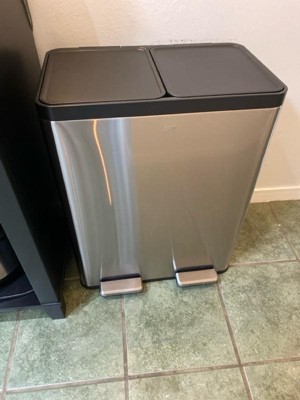 Eko 30l+30l Stainless Steel Essential Plus Recycler Step Trash Can: Dual Compartment Kitchen ...