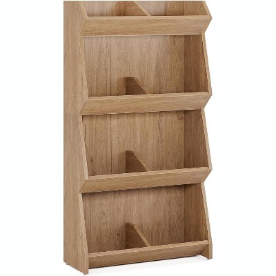 Tribesigns 1pc 4-tier Oak Bookshelf, 55" Open Display Storage Organizer ...