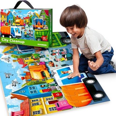 Quokka Giant Floor Puzzles 2x3ft Garbage Trucks : Target
