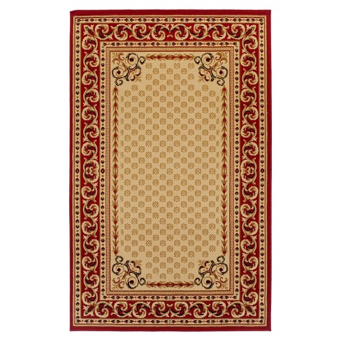 Traditional Floral Scroll Vines Border Indoor Runner Or Area Rug, 5' X ...