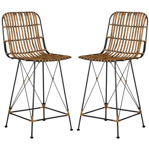 Minerva Wicker Counter Stool (set Of 2) - Safavieh : Target