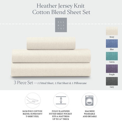 Ella Jayne Soft Heather Jersey Knit Sheet Set, 3-pc, Twin, Ivory : Target