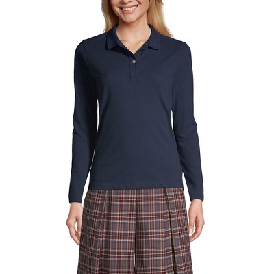 Lands' End School Uniform Women's Long Sleeve Feminine Fit Mesh Polo ...
