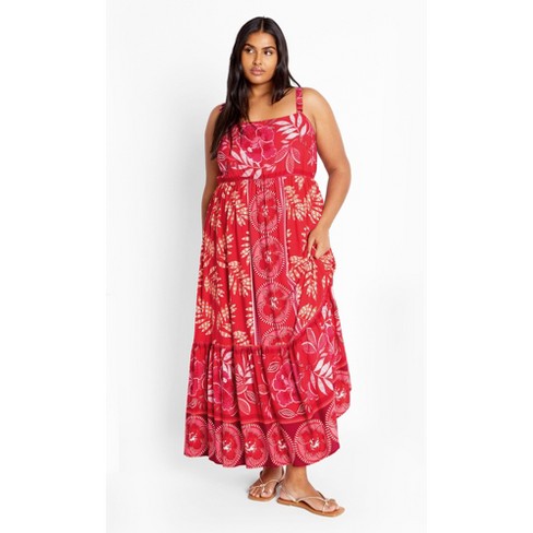 City Chic | Women's Plus Size Eden Placement Maxi Dress - Hibiscus - 12 ...