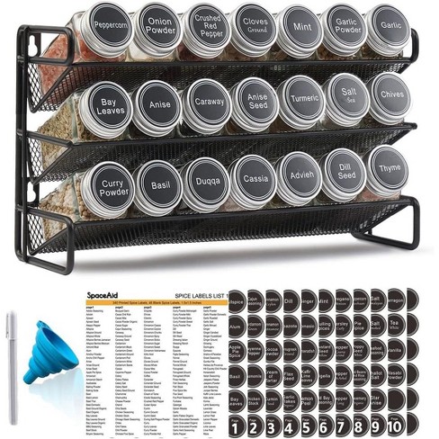 Spaceaid 3 Tier Spice Rack Organizer With 21 Jars, 386 Labels, For ...