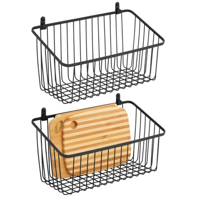 Mdesign Gia Metal Wall Mount Hanging Storage Basket, 2 Pack - 6 X 12 X ...