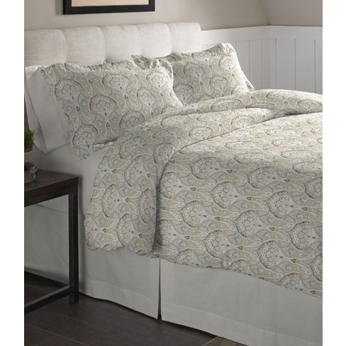 Pointehaven Paisley 170 Gsm 100% Cotton Heavy Weight Flannel 3 Pc Duvet ...