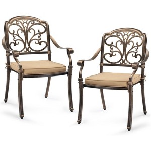 VINGLI Patio Chairs Set of 2 - Stackable Outdoor Cast Aluminum Dining ...
