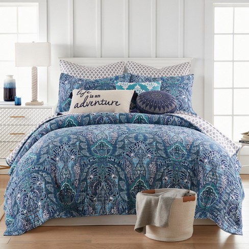 Bellamy Teal Quilt Set - One King Quilt And Two King Shams - Levtex ...