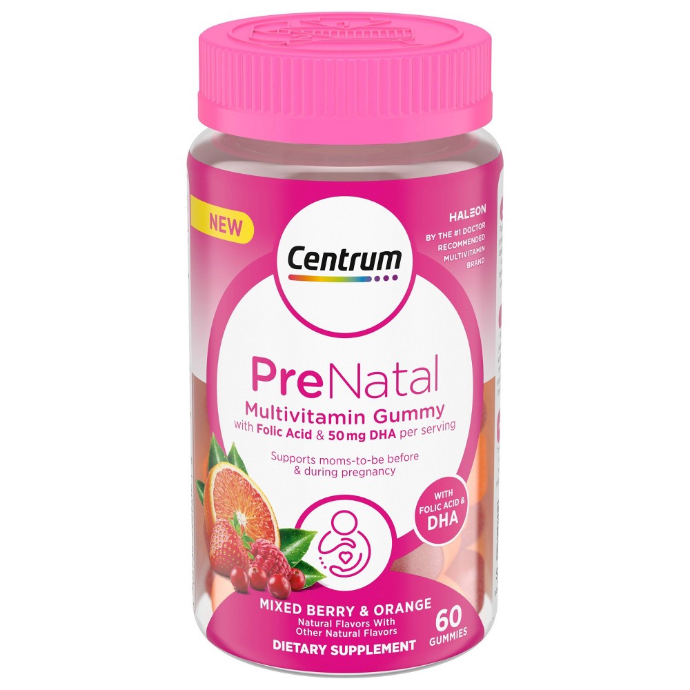 Centrum DHA and Folic Acid Prenatal Multivitamin Gummies - Mixed Berry ...