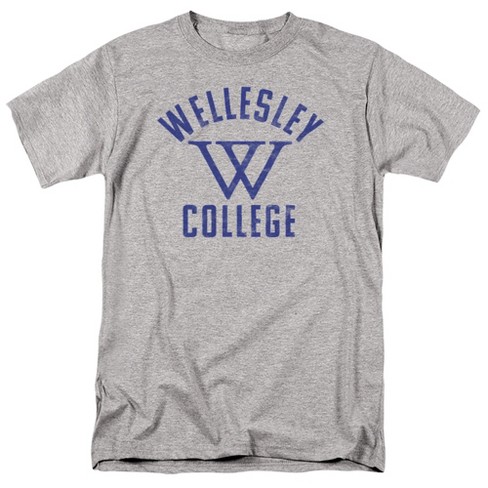 Wellesley College Official Blue Logo Adult T Shirt,athletic Heather ...