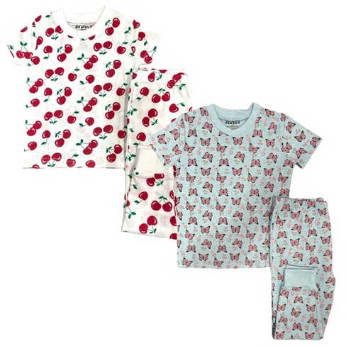 Cherries/butterflies 2 Pack Kids Shortsleeve Pajama Sets : Target