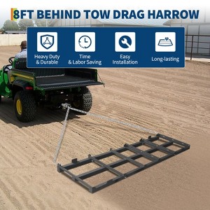 8FT Drag Harrow Lawn Tractor, Driveway Drag with Chain, 4 Safety Belts ...