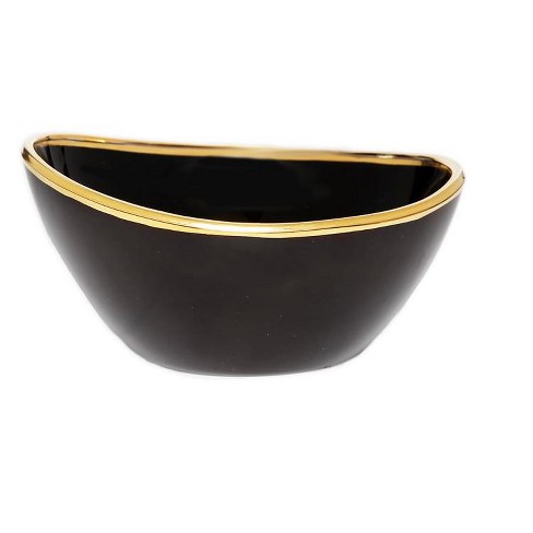 Classic Touch Black Dessert Bowl With Gold Rim : Target