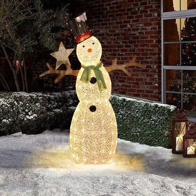 Costway 6 Ft Lighted Artificial Christmas Snowman Pre-lit Pop-up Xmas ...