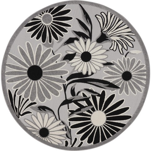 Nourison Aloha Daisy Flower Flatweave High-low Indoor Outdoor Round Rug ...