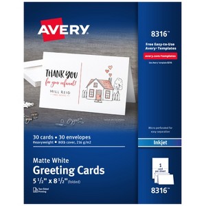 Avery Printable Half-Fold Greeting Cards, Envelopes Included, 5.5" x 8. ...