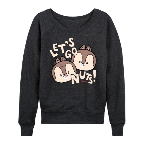 Women's Disney Let's Go Nuts Lightweight French Terry Slouchy - Heather Charcoal - 2 X-large ...
