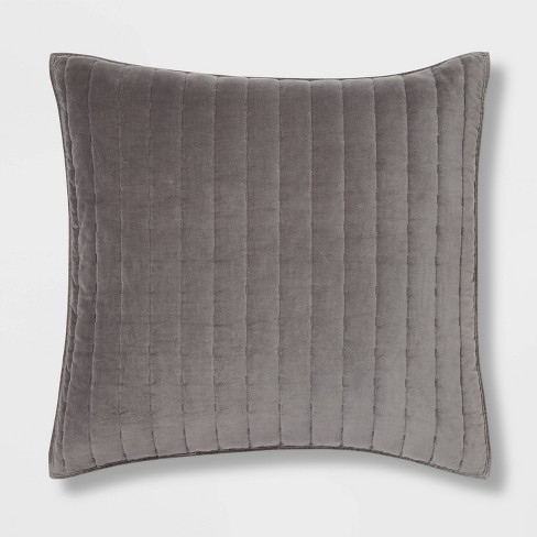 Euro Channel Stitch Velvet Sham Quilt Sham Charcoal - Threshold™: Oeko ...