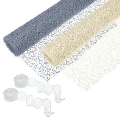 Unique Bargains DIY Crafts Gift Flower Wrapping Mesh Paper with Ribbon ...