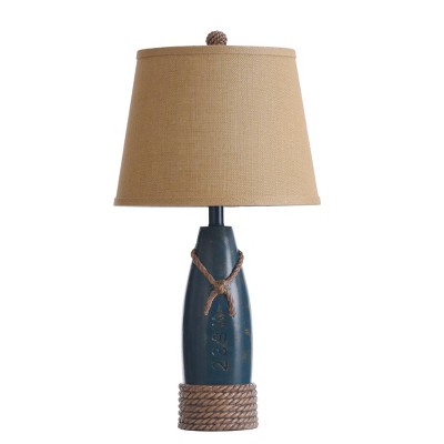 Sea Blue Finish Cream Hardback Canvas Shade Table Lamp - Stylecraft: No ...