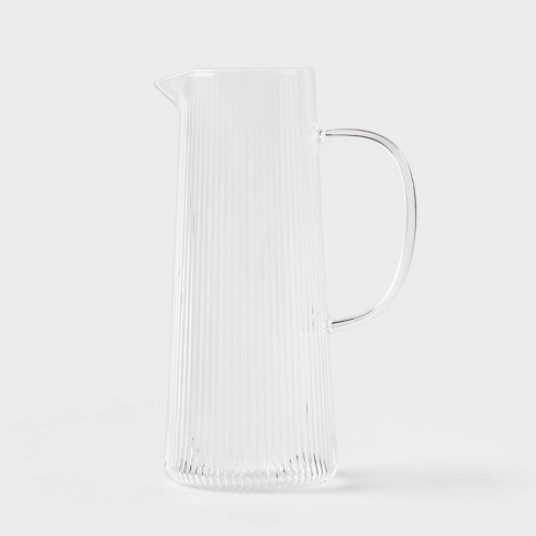 Ribbed Glass Pitcher Clear - Threshold™: 40.5oz Dishwasher-safe ...