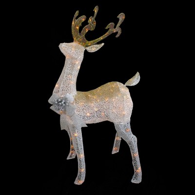 Northlight 48" White And Gold Lighted Standing Buck Outdoor Christmas ...