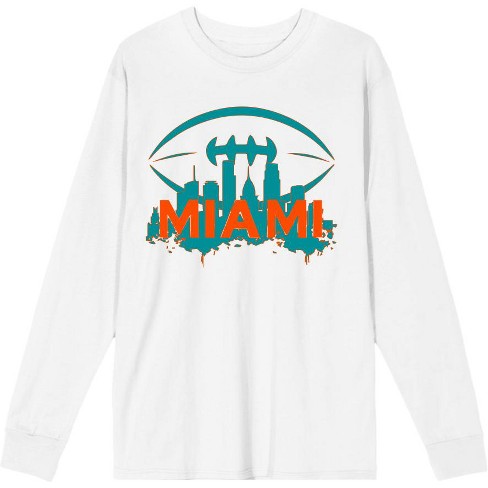Miami Football Adult White Crew Neck Long Sleeve Tee-xxl : Target