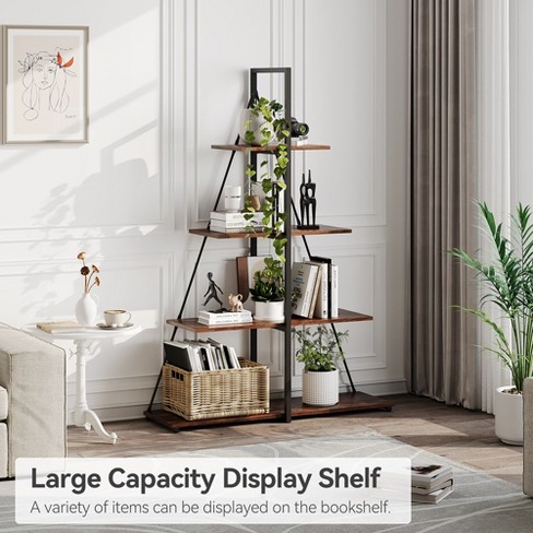 Whizmax Bookcase, 4-tier Ladder Bookshelf, A-shaped Ladder Shelf ...
