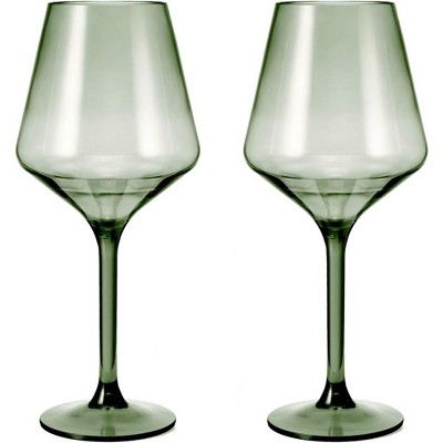 The Wine Savant Shatterproof Muted Green Acrylic Wine Glasses, Stylish ...