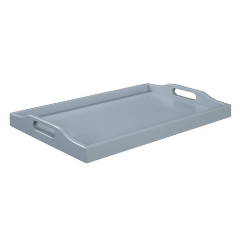Designs2go Serving Tray Gray - Breighton Home: Rubberwood Ottoman & Bar ...