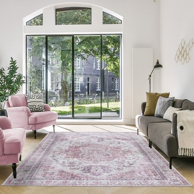 Gertmenian Crystal Print Soha Traditional Bohemian Pink Polyester ...