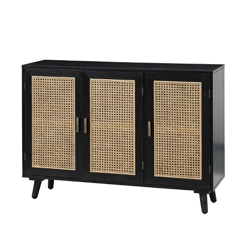 Filippo 3-door Accent Contemporary Storage Cabinet With Rattan| Karat ...