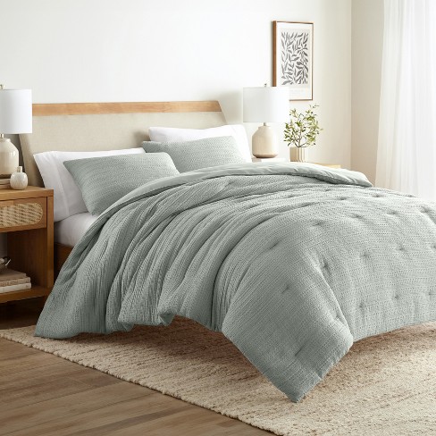 Waffle Textured Comforter Set All Season Down-alternative Ultra Soft ...