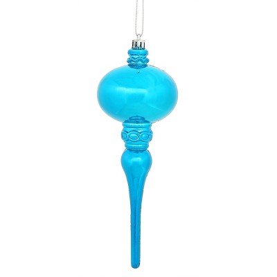 Vickerman 8" X 2.75" Turquoise Shiny Finial Ornament, With Drilled And ...