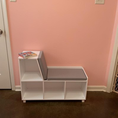 Kids' Book Nook Wall Shelf With Cubbies And Book Rack White ...