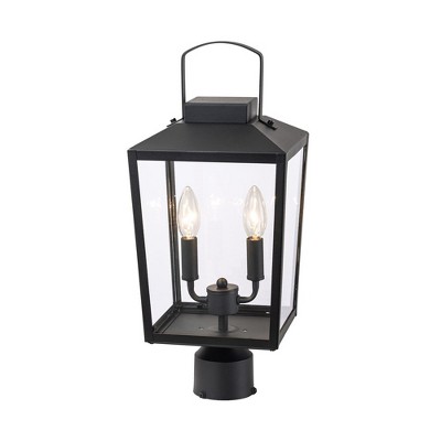 C Cattleya 2-light Matte Black Metal Outdoor Post Light With Clear ...