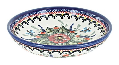 Blue Rose Polish Pottery Floral Butterfly Small Shallow Dish : Target