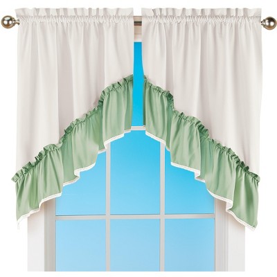 Collections Etc Elegant Lace Border Trim & Solid-color Window Curtain ...
