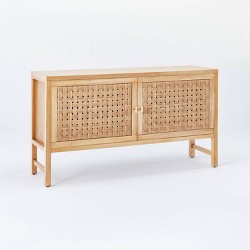 Console Table With Woven Rattan Shelf Black - Threshold™ Designed With ...