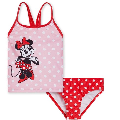 Disney Minnie Mouse Toddler Girls Upf 50+ Racerback Tankini Top And ...