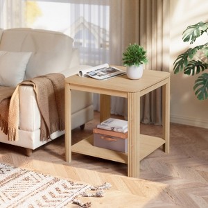 GDFStudio Graves Modern Wood Wave Grain Side Table with Storage Shelf ...