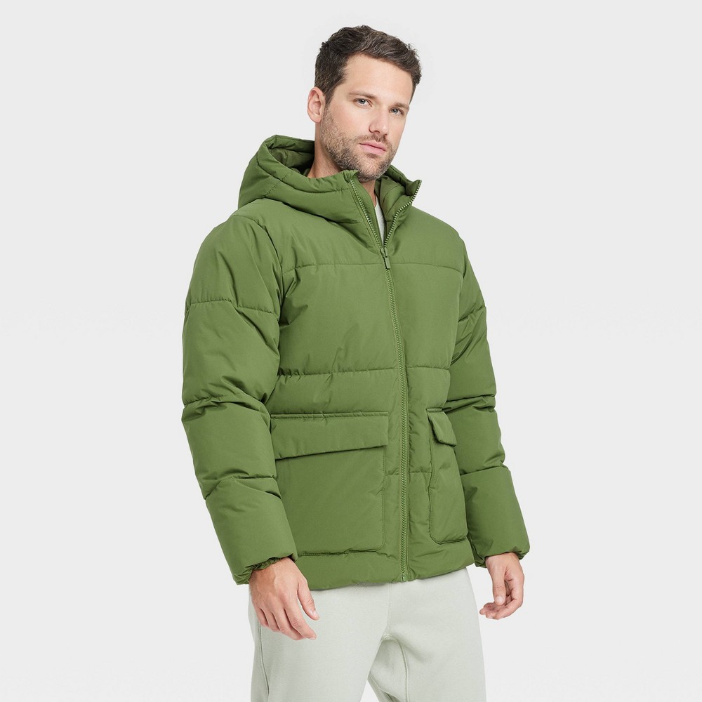 Men's Heavy Puffer Jacket - All In Motion™ Green XL – BrickSeek
