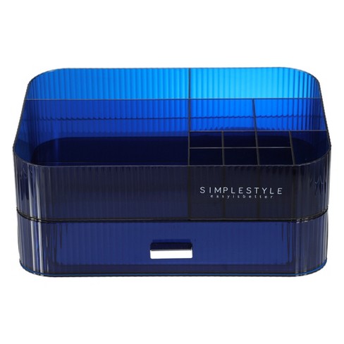 Unique Bargains Translucent Stackable Drawers Makeup Organizer Blue ...