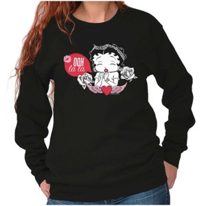 Betty Boop Heart Angel Wings Ooh LaLa Women Crewneck Sweatshirt ...